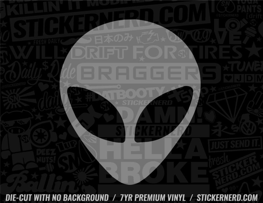 Alien Head Sticker - VINYL UFO WINDOW DECALS - CAR STICKERS ...