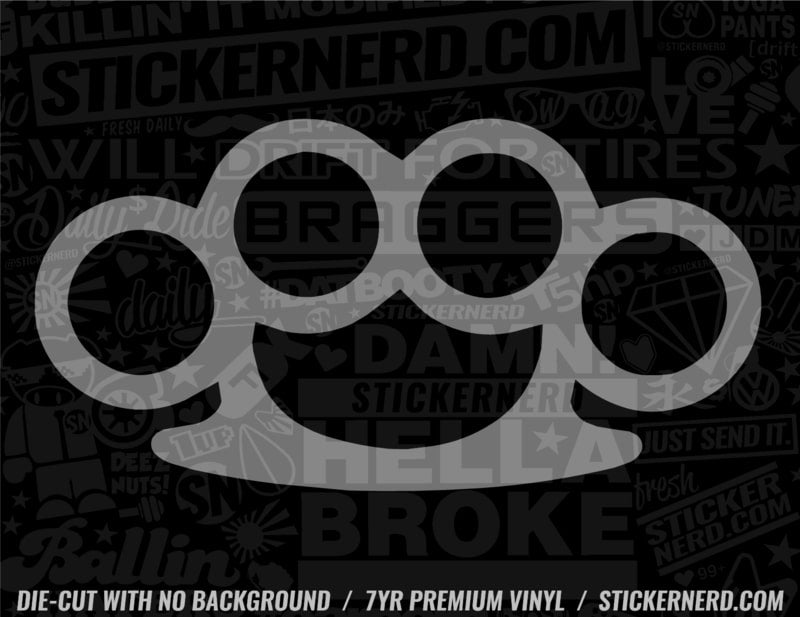 Brass Knuckles Sticker - Vinyl Car Decal | Waterproof Window Sticker ...