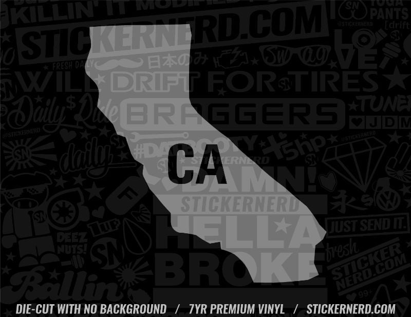 California CA Sticker - State Outline Stickers - Car Window Decals ...