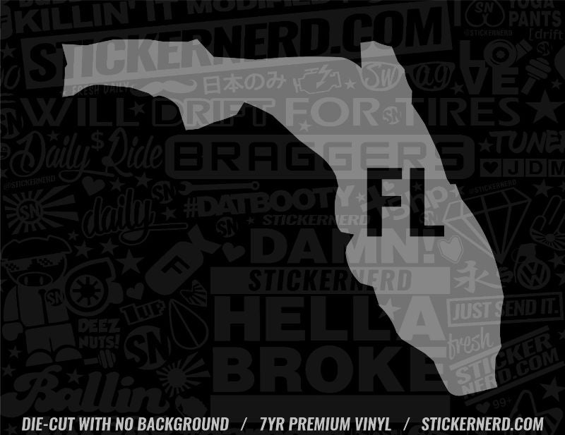 Florida FL Sticker - State Outline Stickers - Car Window Decals ...