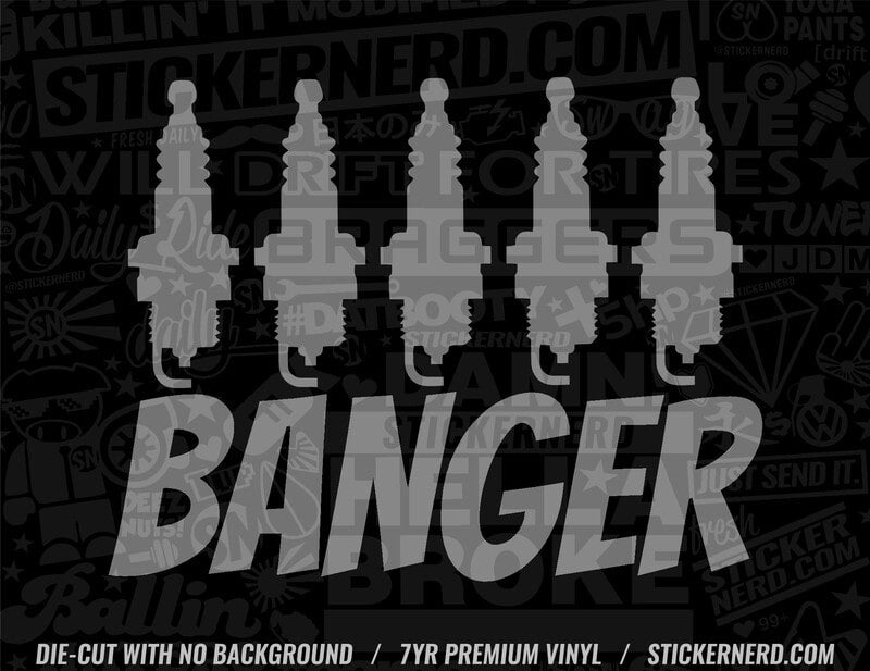Five Banger Spark Plug Sticker | Window Decal | 5 Bangin' Stickers – StickerNerd.com