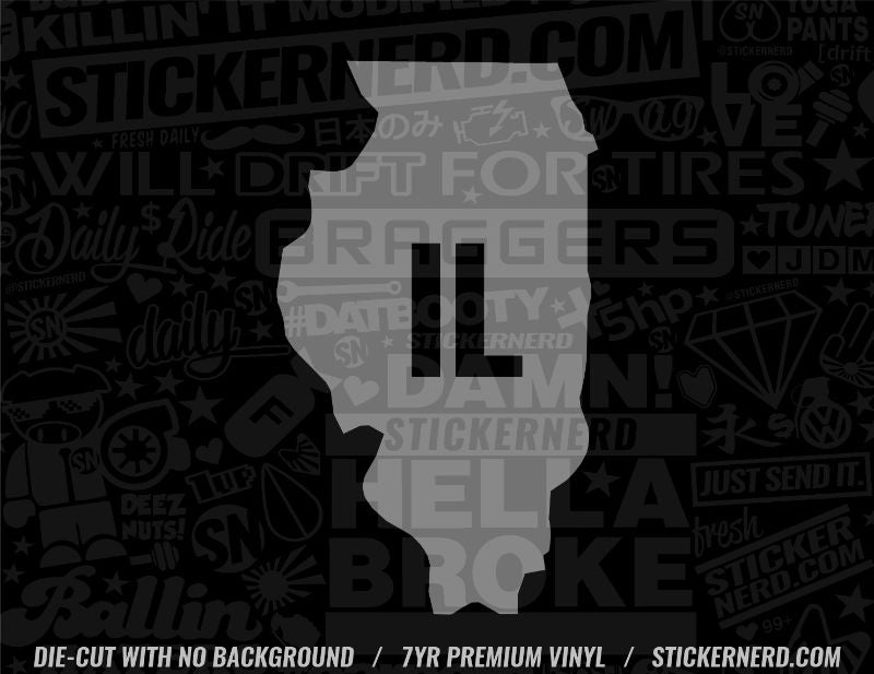 Illinois IL Sticker - State Outline Stickers - Car Window Decals ...