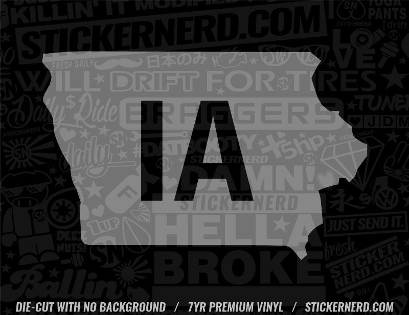 Iowa IA Sticker - State Outline Stickers - Car Window Decals ...