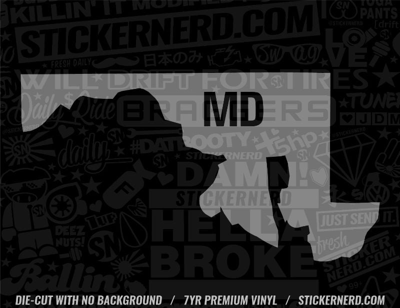Maryland MD Sticker - State Outline Stickers - Car Window Decals ...