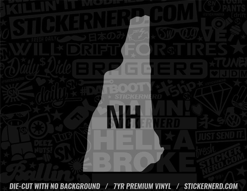 New Hampshire NH Sticker - State Outline Stickers - Car Window Decals ...