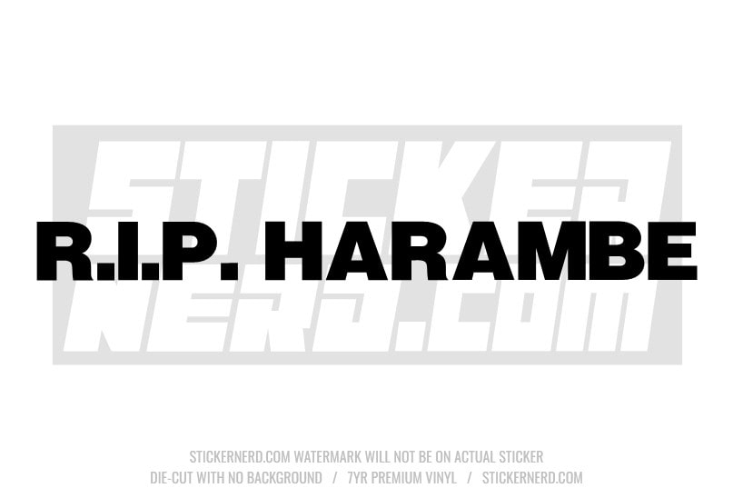 Rip Harambe Windshield Sticker - Memorial Meme Decal | StickerNerd.com