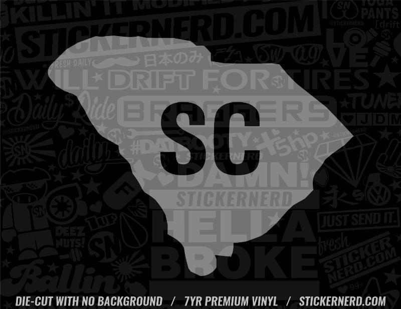 South Carolina SC Sticker - State Outline Stickers - Car Window Decals ...