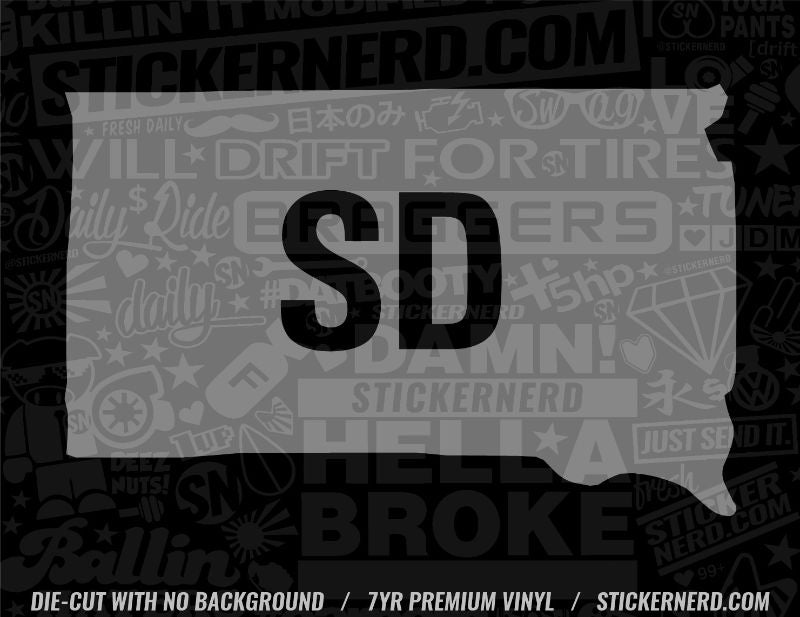 South Dakota SD Sticker - State Outline Stickers - Car Window Decals ...
