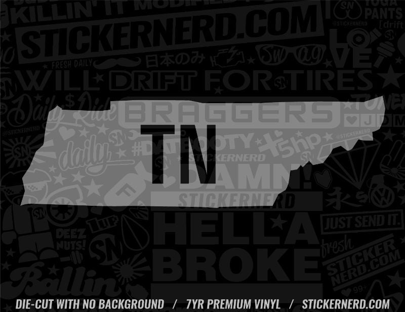 Tennessee TN Sticker - State Outline Stickers - Car Window Decals ...