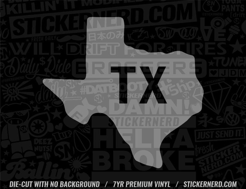 Texas TX Sticker - State Outline Stickers - Car Window Decals ...