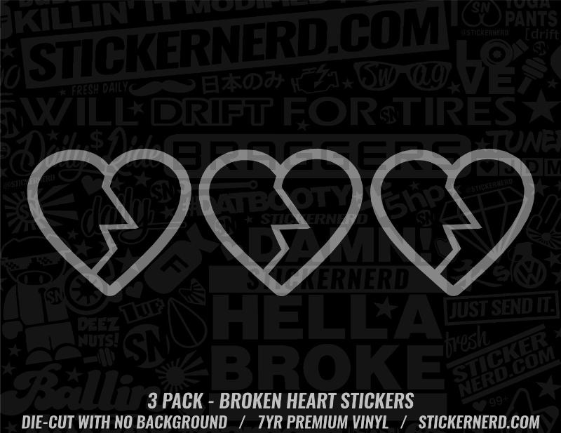 Broken Heart Sticker - Hearts Decal - Heart Broken Die Cut Stickers ...
